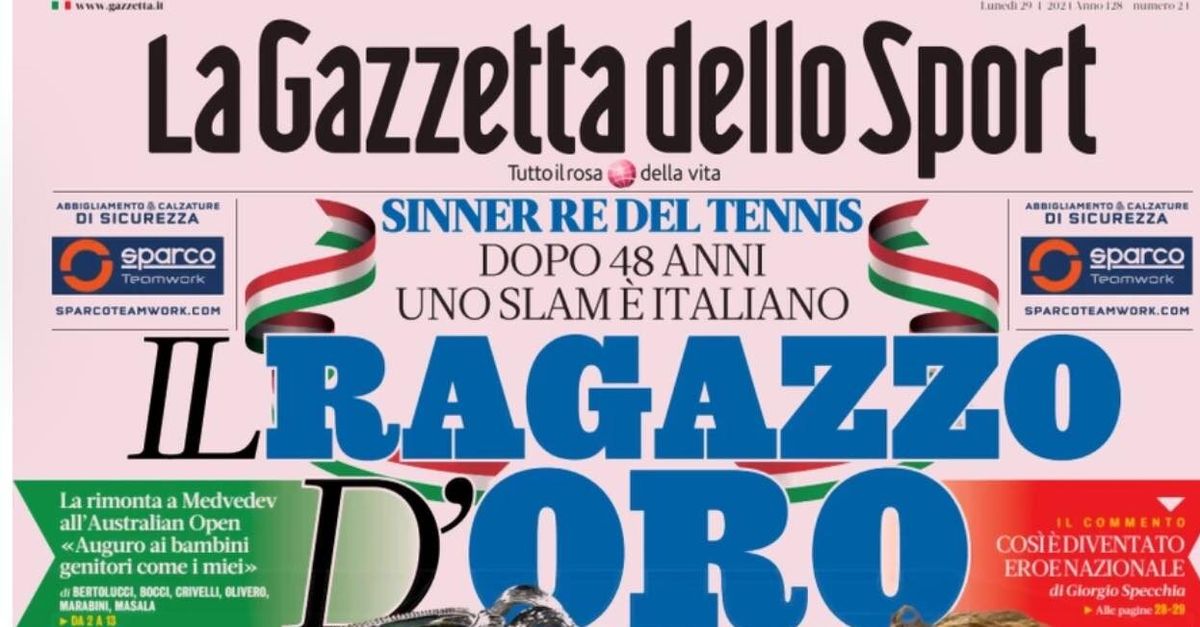 PRIMA PAGINA GAZZETTA DELLO SPORT OGGI: “Sinner re del tennis, il ...