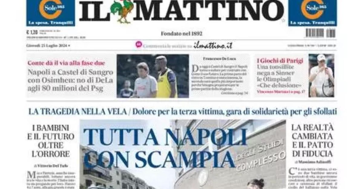 PRIMA PAGINA IL MATTINO OGGI: “Napoli a Castel di Sangro con Osimhen ... PRIMA PAGINA IL MATTINO OGGI: “Napoli a Castel di Sangro con Osimhen ...