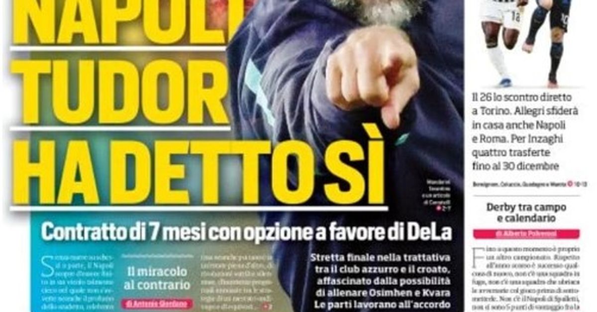 EDICOLA / CdS: Inter-Juve, che volata: un mese da scudetto. Tudor ... EDICOLA / CdS: Inter-Juve, che volata: un mese da scudetto. Tudor ...