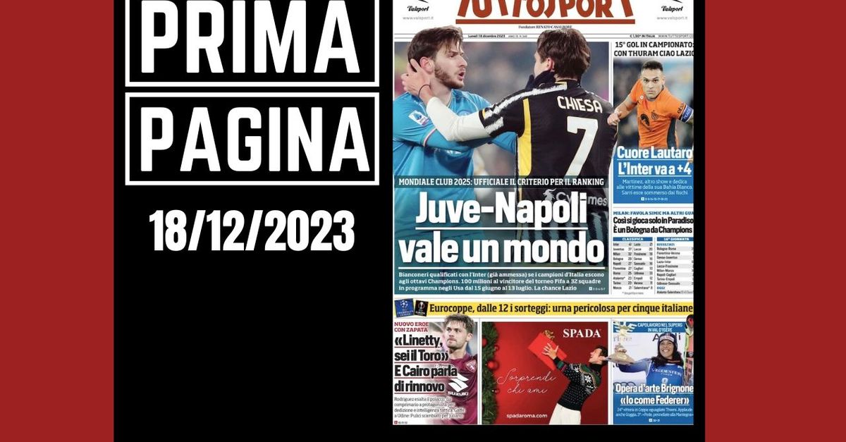 Prima Pagina Tuttosport “juve Napoli Vale Un Mondo” Pianeta Milan